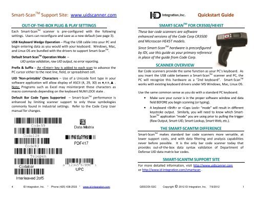 Smart-Scan TM CR3/CR3500 - ID-Integration