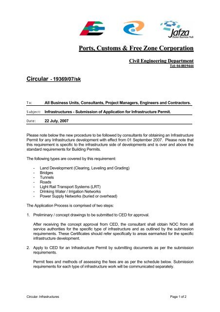 Submission of Application for Infrastructure Permit - Trakhees