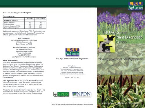 LSU AgCenter Plant Diagnostic Center Brochure. - The LSU AgCenter