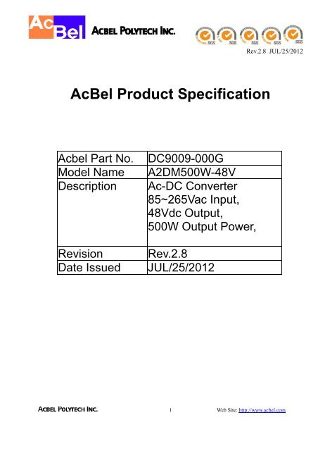 DC9009-000G A2DM500W-48V specification Rev. 2.8