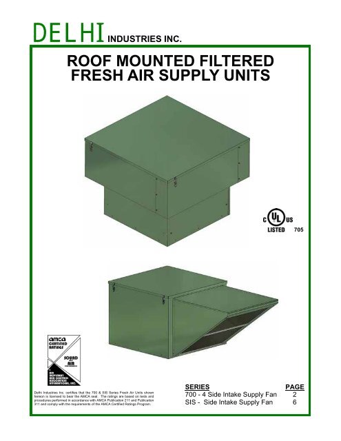 roof mounted filtered fresh air supply units - Delhi Industries, Inc.
