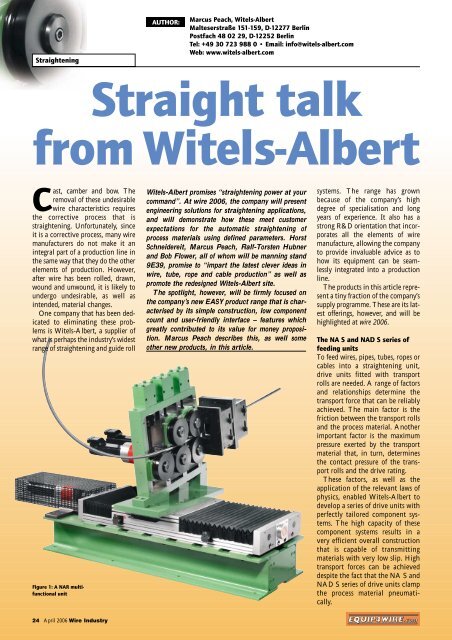Straight talk from Witels-Albert - WITELS-ALBERT GmbH