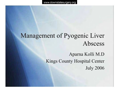 Management of Pyogenic Liver Abscess