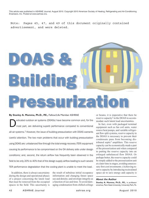 Note - Dedicated Outdoor Air Systems (DOAS)