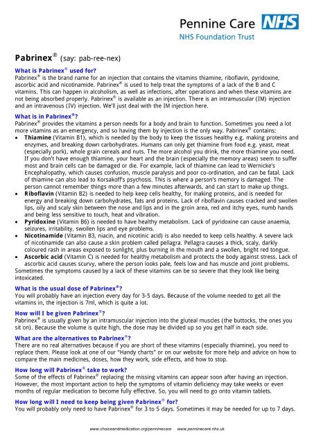 Pabrinex (pron. pab-ree-nex) - Choose Your Medication