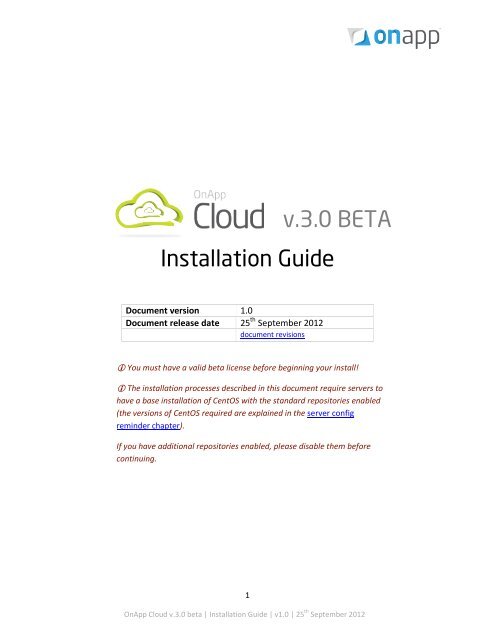 OnApp Cloud Installation Guide
