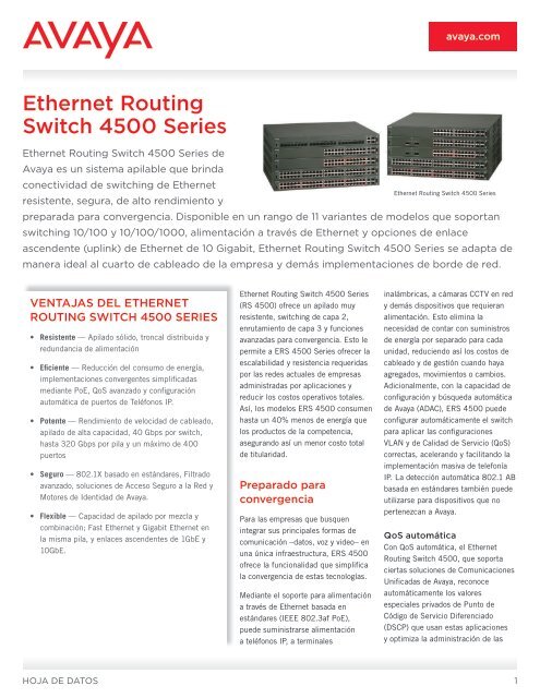 Ethernet Routing Switch 4500 Series - Avaya