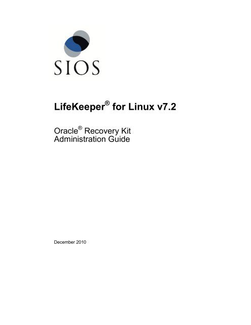Oracle Recovery Kit Administration Guide - SIOS
