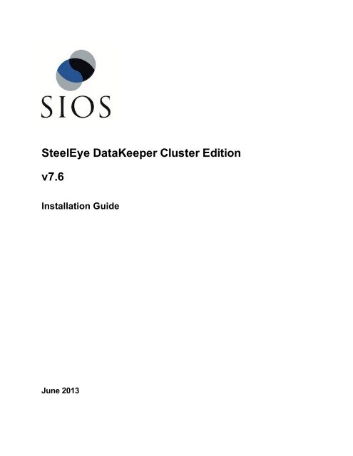DataKeeper Cluster Edition Installation Guide - SIOS