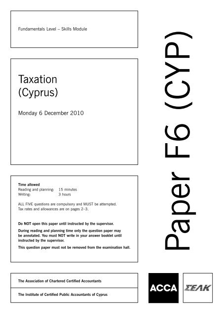Taxation (Cyprus) - ACCA