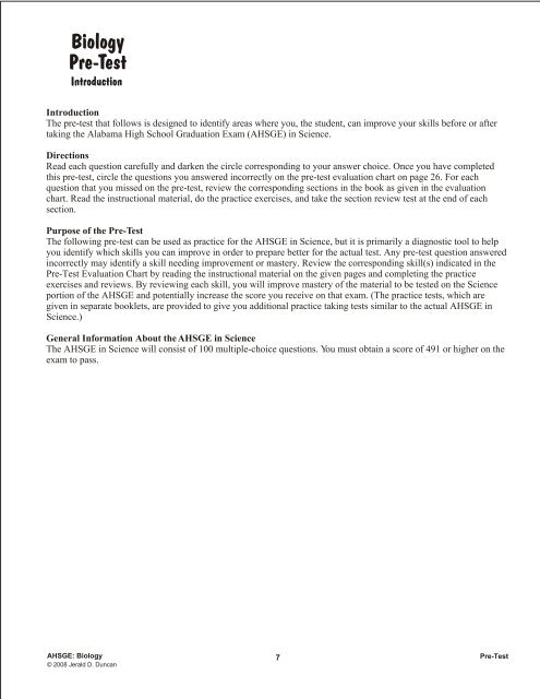 Biology Pre-Test - Enrichment Plus