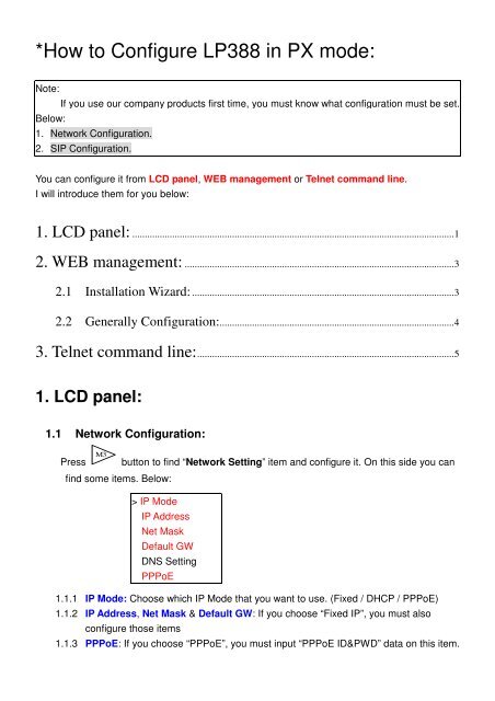 *How to Configure LP388 in PX mode: - Welltech