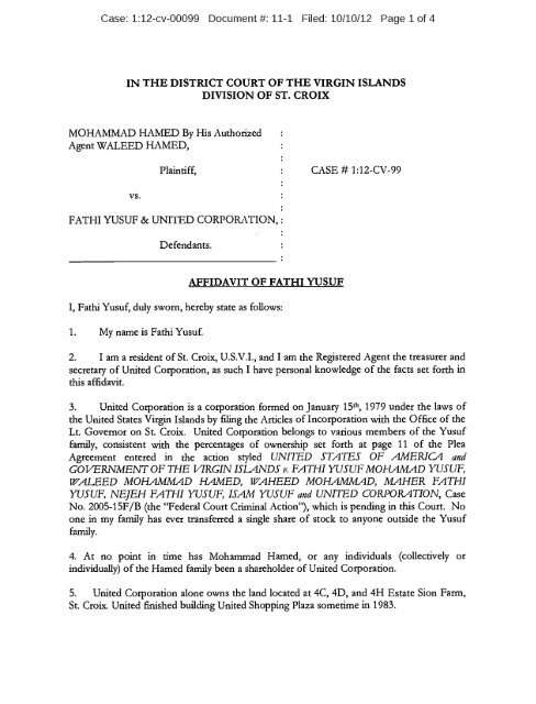 2 affidavits - Federal Litigation