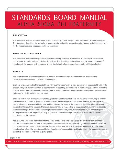 STANDARDS BOARD MANUAL