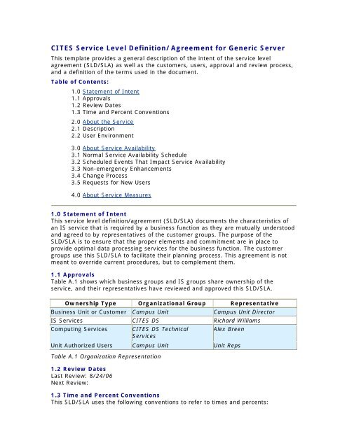 Sample App Hosting SLA (PDF) - CITES