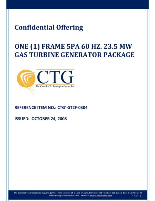 GE Frame 5PA Gas Turbine Package - Camelot Technologies Group