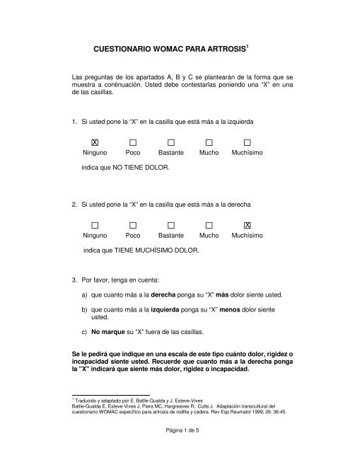 Cuestionario WOMAC para artrosis