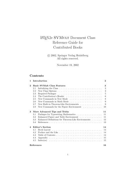 LATEX2e SVMult Document Class Reference Guide for ... - ECMI 2004