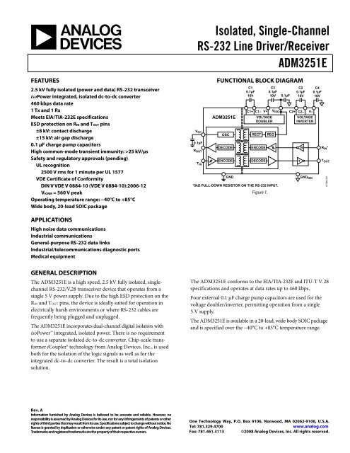 ADM3251E Isolated, Single-Channel RS-232 Line ... - Datasheetz