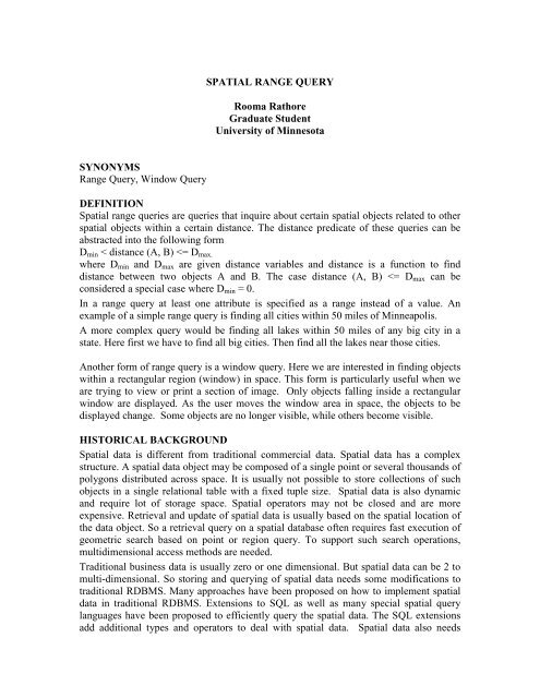 Spatial Range Query - Spatial Database Group - University of ... Spatial Range Query - Spatial Database Group - University of ...