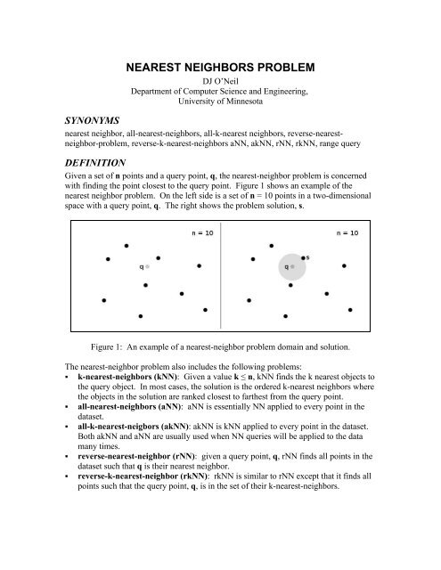 Nearest Neighbor Problem - Spatial Database Group - University of ...