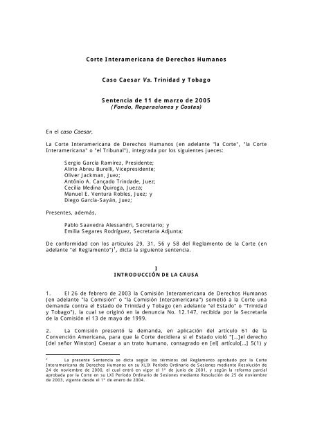 Corte Interamericana De Derechos Humanos Caso Caesar Vs