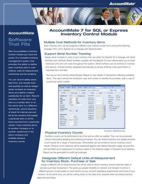 7 for SQL and Express Inventory Control (IC) - AccountMate Software