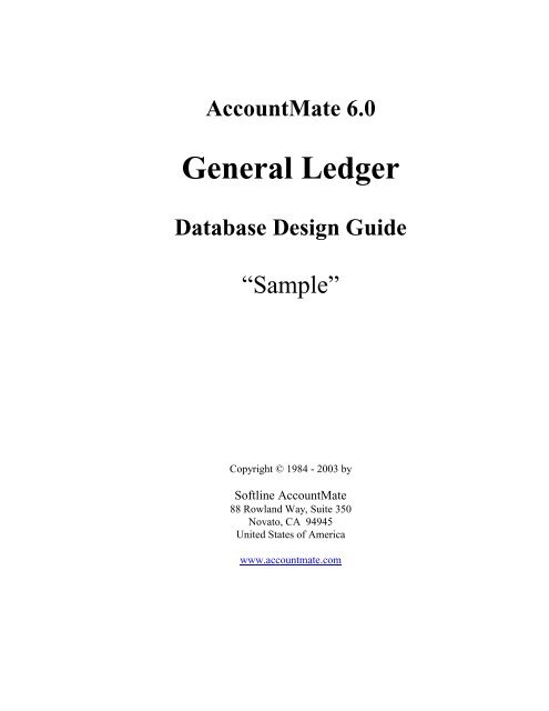 AccountMate 6.0 General Ledger Database Design Guide