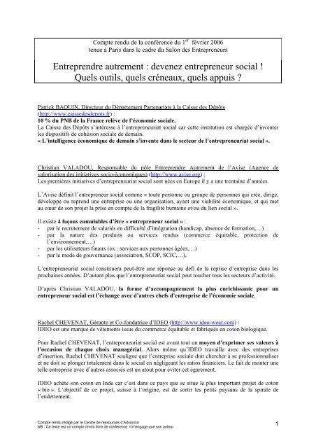 compte rendu d'un atelier de formation