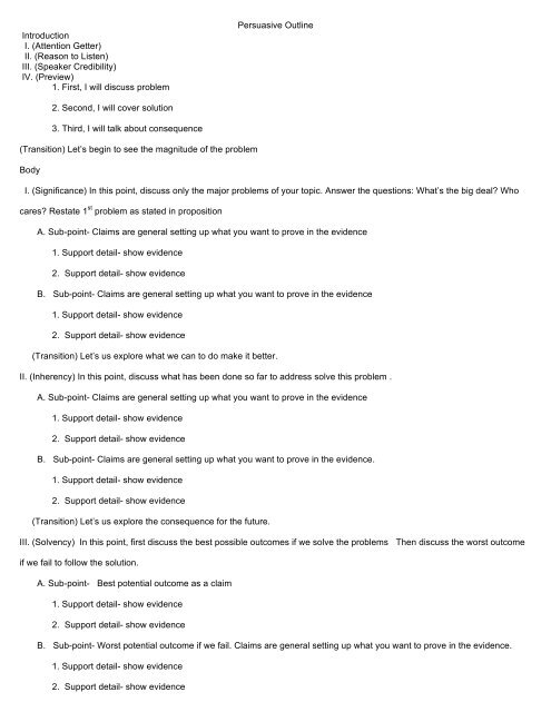 Persuasive Outline Handout Motivated Sequence - Speechsuccess ...