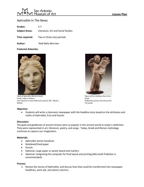 Aphrodite In The News Lesson Plan - San Antonio Museum of Art
