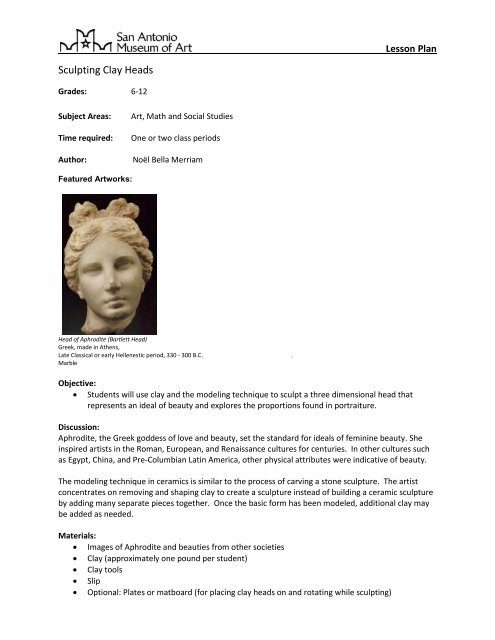 Sculpting Clay Heads - San Antonio Museum of Art