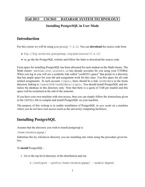 Introduction Installing Postgresql University Of Toronto