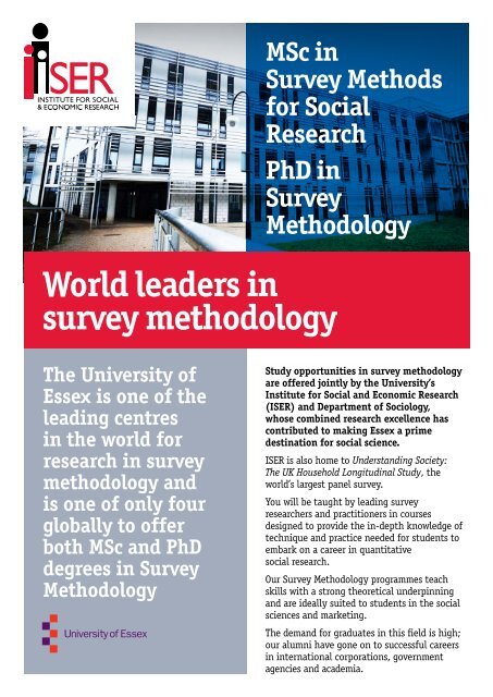 MSc and PhD in survey methodology