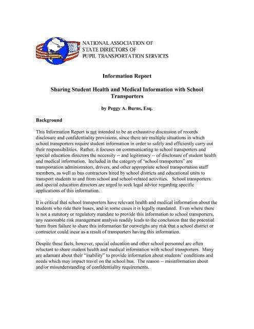 Sharing Student Health and Medical Information with School ...