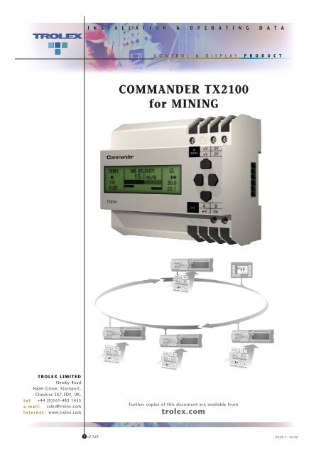 TX2100 Installation & Operating Data - Mining - Trolex