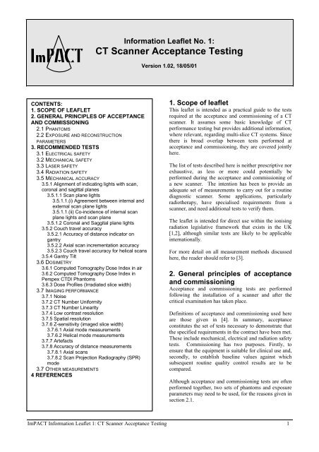 Leaflet - ImPACT CT Scanner Evaluation Centre