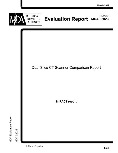Evaluation Report - ImPACT CT Scanner Evaluation Centre