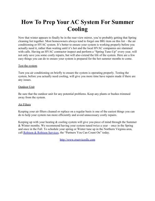 How To Prep Your AC System For Summer Cooling