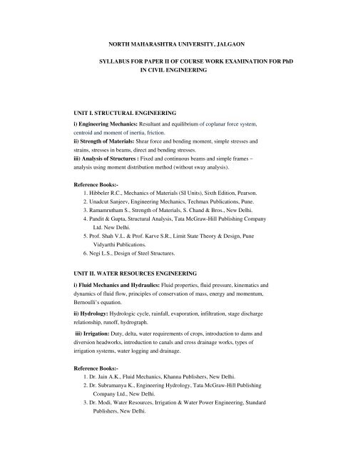 Civil Engineering - North Maharashtra University
