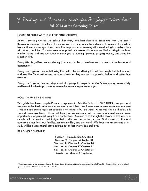 Love Does Reading & Discussion Guide - The Gathering Church