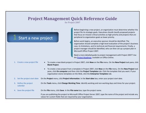 Project Management Quick Reference Guide