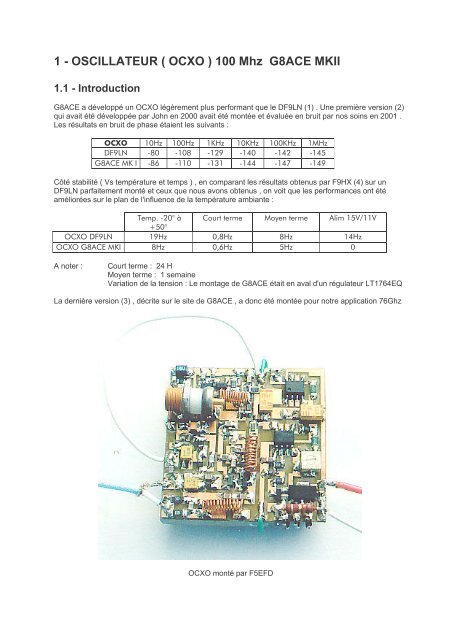 1 - OSCILLATEUR ( OCXO ) 100 Mhz G8ACE MKII - millimeterwave