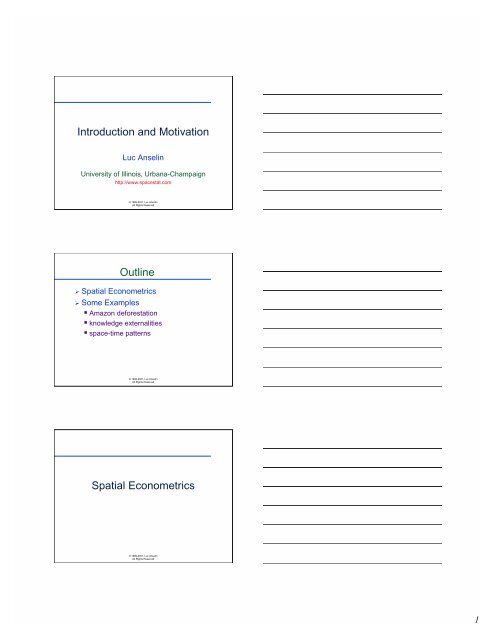 Introduction And Motivation Outline Spatial Econometrics