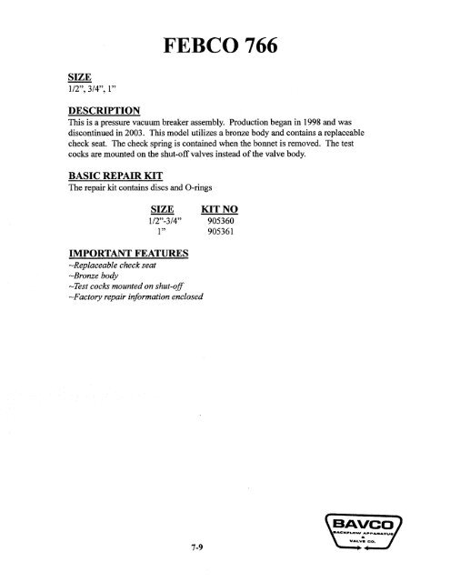 FEBCO 766 - Bavco
