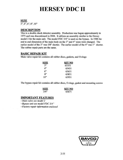 HERSEY DDC II - BAVCO