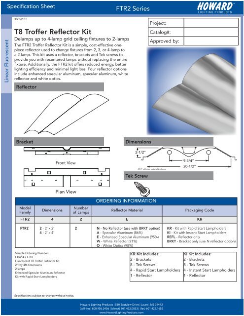 T8 Troffer Reflector Kit - Howard Lighting