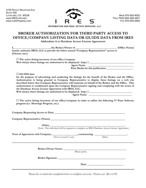 broker authorization for third party access to office ... - WolfNet