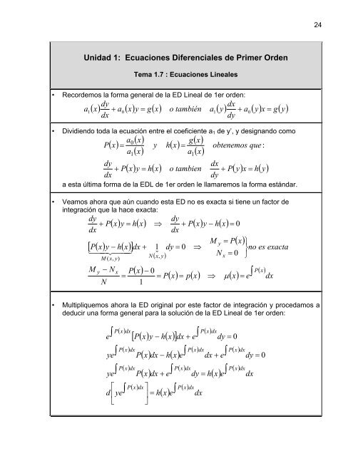 Unidad 1: Ecuaciones Diferenciales de Primer Orden