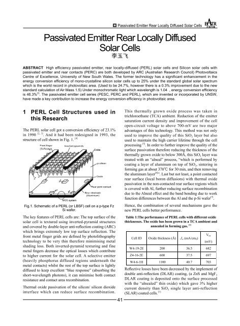 Passivated Emitter Rear Locally Diffused Solar Cells